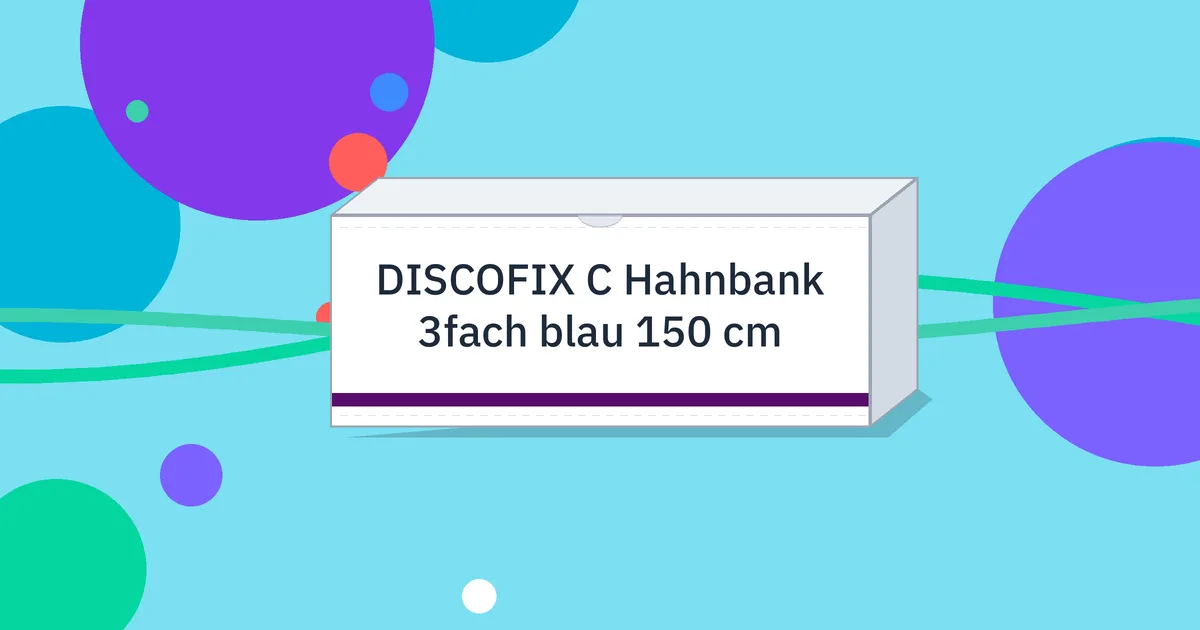 Symbolbild: Packung mit der Aufschrift DISCOFIX C Hahnbank 3fach blau 150 cm (PZN 02733652) – Verfügbarkeit und Bezug in Apotheken in Frankfurt am Main