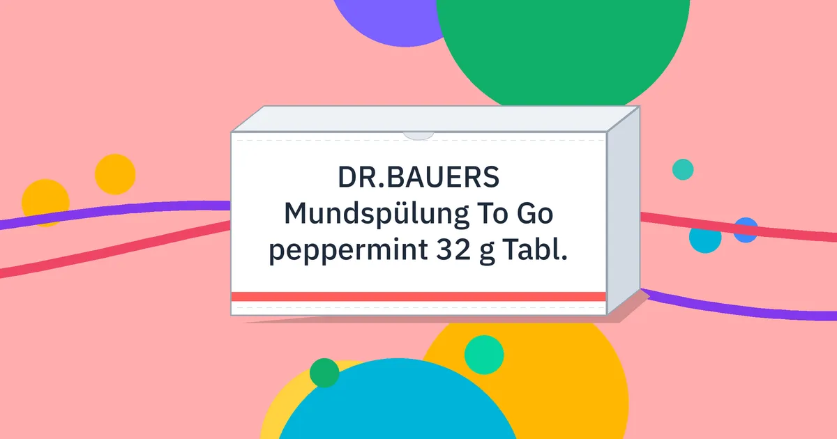 Symbolbild: Packung mit der Aufschrift DR.BAUERS Mundspülung To Go peppermint 32 g Tabl. (PZN 12409214) – Verfügbarkeit und Bezug in Apotheken in Frankfurt am Main