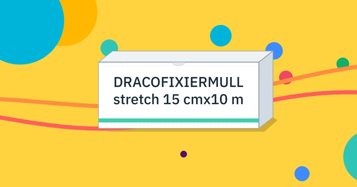 Symbolbild: Packung mit der Aufschrift DRACOFIXIERMULL stretch 15 cmx10 m (PZN 12548513) – Verfügbarkeit und Bezug in Apotheken in Frankfurt am Main