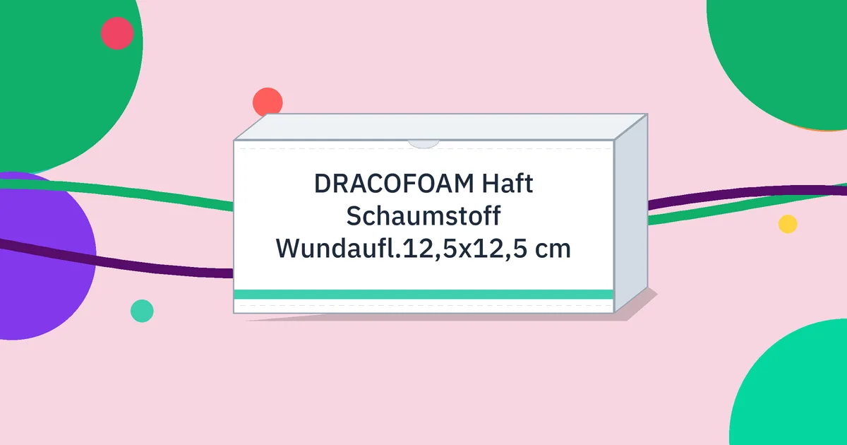 Symbolbild: Packung mit der Aufschrift DRACOFOAM Haft Schaumstoff Wundaufl.12,5x12,5 cm (PZN 06681550) – Verfügbarkeit und Bezug in Apotheken in Frankfurt am Main