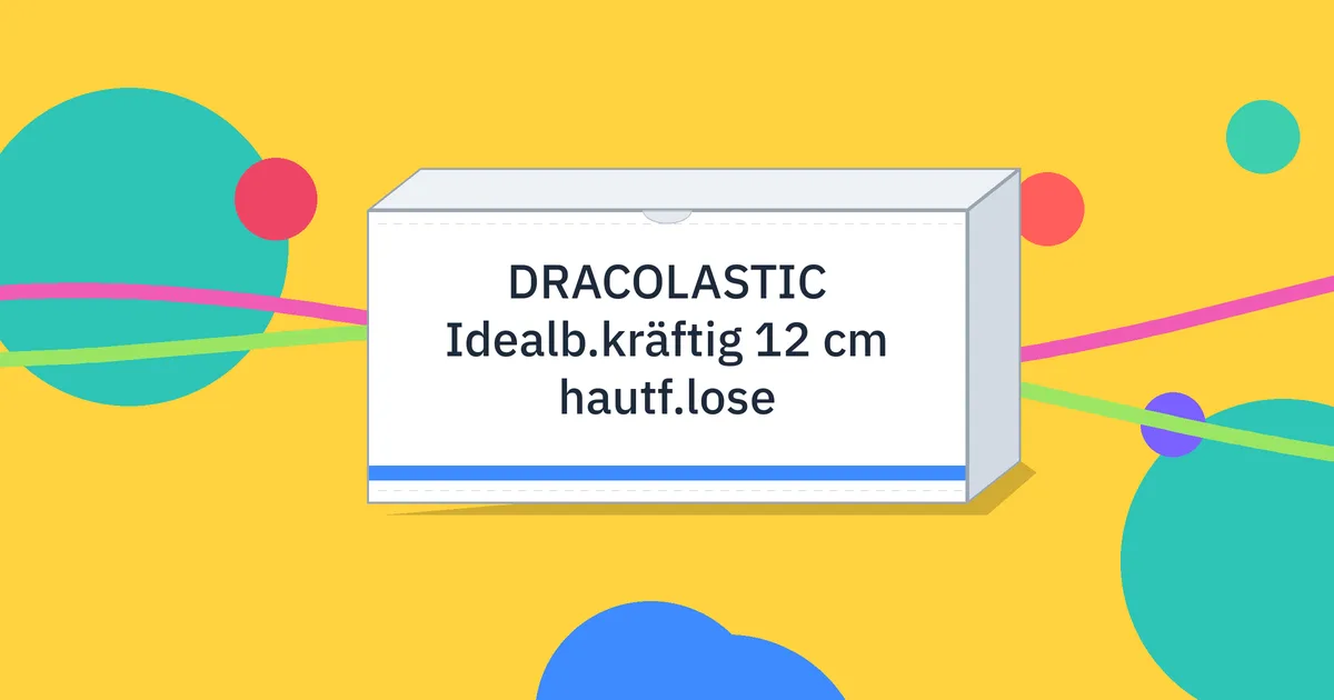 Symbolbild: Packung mit der Aufschrift DRACOLASTIC Idealb.kräftig 12 cm hautf.lose (PZN 03895227) – Verfügbarkeit und Bezug in Apotheken in Frankfurt am Main