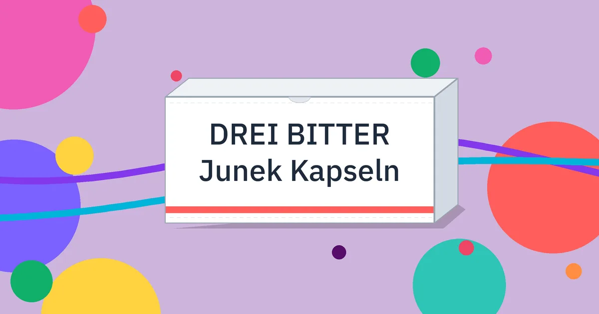 Symbolbild: Packung mit der Aufschrift DREI BITTER Junek Kapseln (PZN 01044519) – Verfügbarkeit und Bezug in Apotheken in Frankfurt am Main