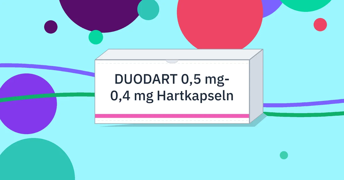 Symbolbild: Packung mit der Aufschrift DUODART 0,5 mg-0,4 mg Hartkapseln (PZN 09385349) – Verfügbarkeit und Bezug in Apotheken in Frankfurt am Main