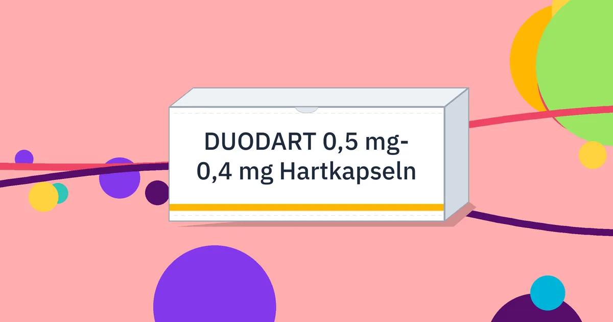 Symbolbild: Packung mit der Aufschrift DUODART 0,5 mg-0,4 mg Hartkapseln (PZN 17151708) – Verfügbarkeit und Bezug in Apotheken in Frankfurt am Main