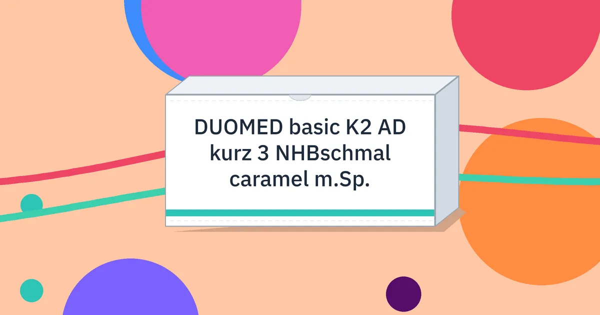 Symbolbild: Packung mit der Aufschrift DUOMED basic K2 AD kurz 3 NHBschmal caramel m.Sp. (PZN 20907736) – Verfügbarkeit und Bezug in Apotheken in Frankfurt am Main