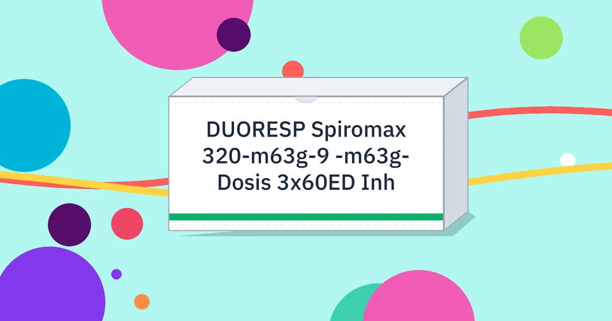 Symbolbild: Packung mit der Aufschrift DUORESP Spiromax 320-m63g-9 -m63g-Dosis 3x60ED Inh (PZN 11031771) – Verfügbarkeit und Bezug in Apotheken in Frankfurt am Main