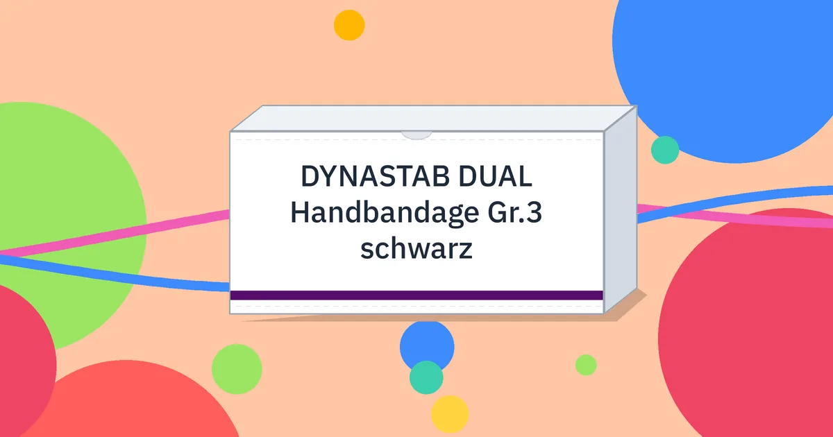 Symbolbild: Packung mit der Aufschrift DYNASTAB DUAL Handbandage Gr.3 schwarz (PZN 06467762) – Verfügbarkeit und Bezug in Apotheken in Frankfurt am Main