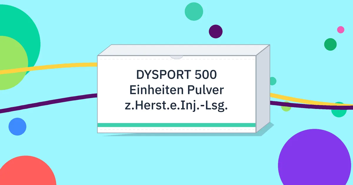 Symbolbild: Packung mit der Aufschrift DYSPORT 500 Einheiten Pulver z.Herst.e.Inj.-Lsg. (PZN 17846824) – Verfügbarkeit und Bezug in Apotheken in Frankfurt am Main