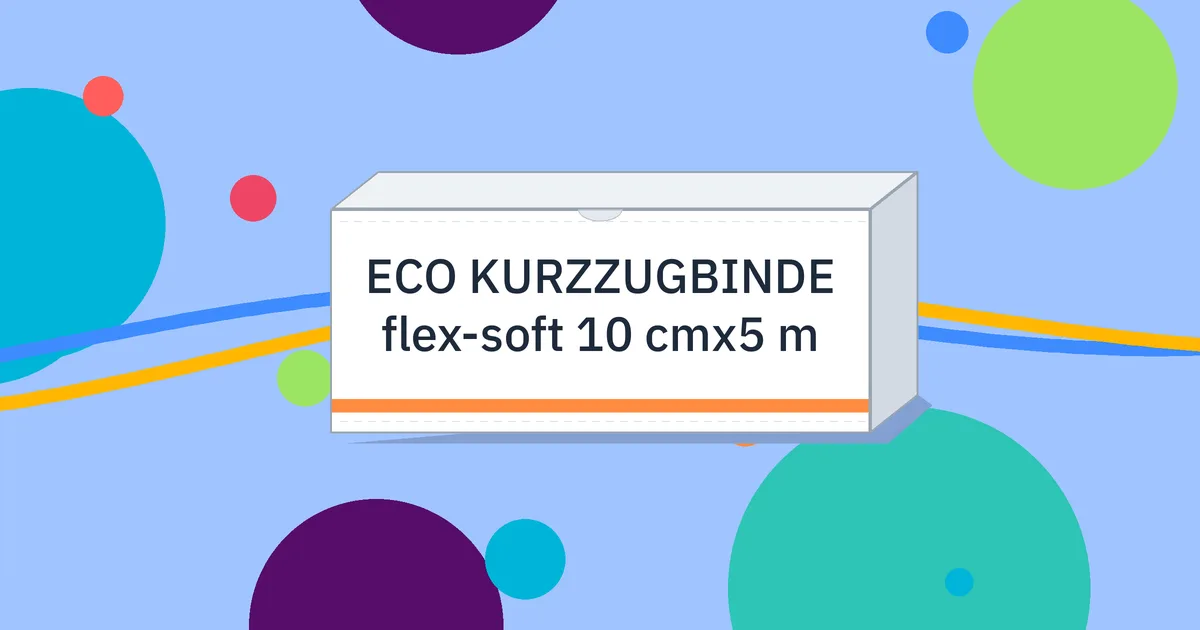 Symbolbild: Packung mit der Aufschrift ECO KURZZUGBINDE flex-soft 10 cmx5 m (PZN 10518962) – Verfügbarkeit und Bezug in Apotheken in Frankfurt am Main