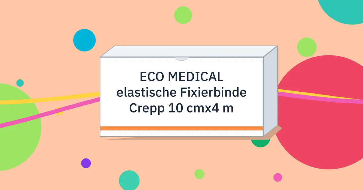 Symbolbild: Packung mit der Aufschrift ECO MEDICAL elastische Fixierbinde Crepp 10 cmx4 m (PZN 00754093) – Verfügbarkeit und Bezug in Apotheken in Frankfurt am Main