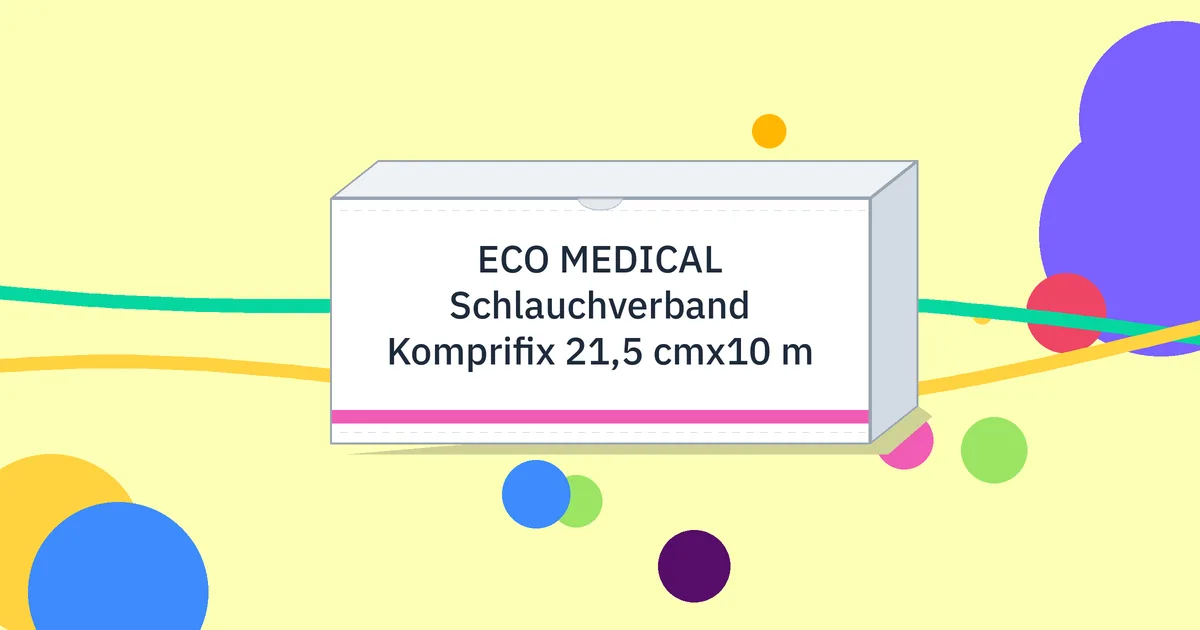 Symbolbild: Packung mit der Aufschrift ECO MEDICAL Schlauchverband Komprifix 21,5 cmx10 m (PZN 00879311) – Verfügbarkeit und Bezug in Apotheken in Frankfurt am Main