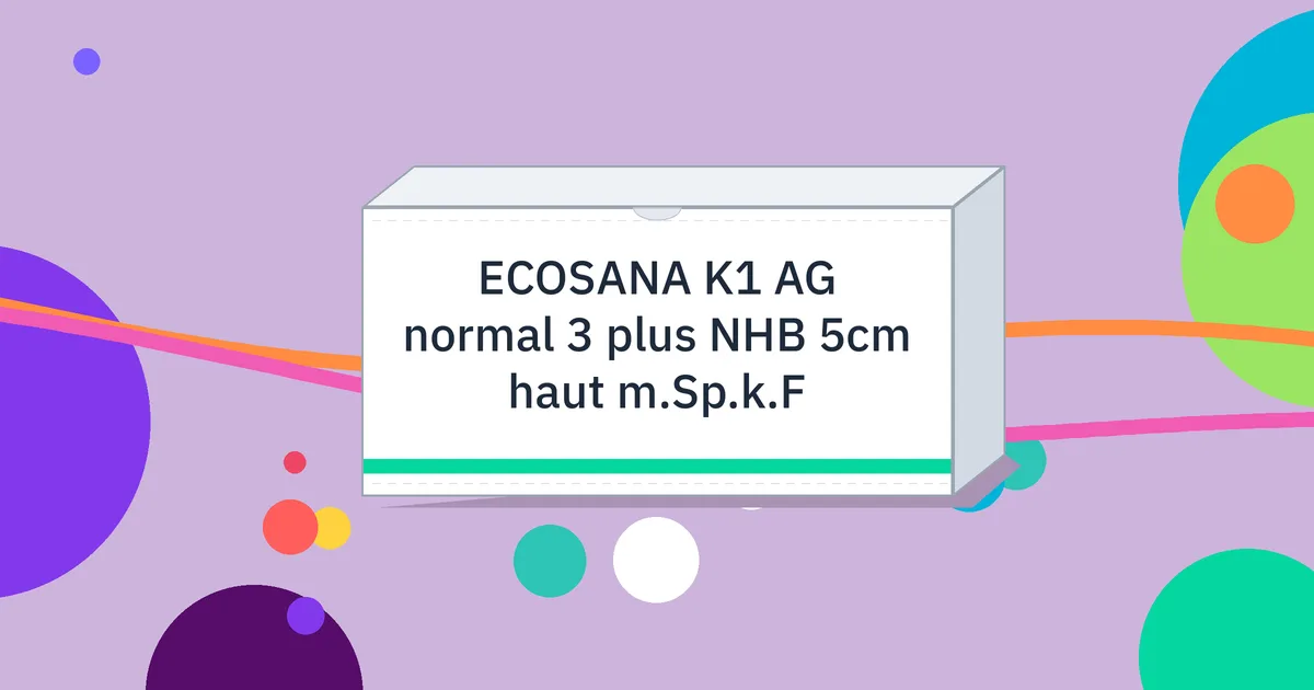 Symbolbild: Packung mit der Aufschrift ECOSANA K1 AG normal 3 plus NHB 5cm haut m.Sp.k.F (PZN 04727845) – Verfügbarkeit und Bezug in Apotheken in Frankfurt am Main
