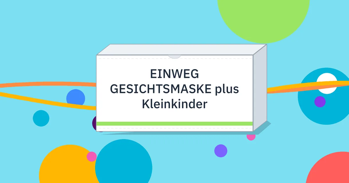 Symbolbild: Packung mit der Aufschrift EINWEG GESICHTSMASKE plus Kleinkinder (PZN 00852878) – Verfügbarkeit und Bezug in Apotheken in Frankfurt am Main