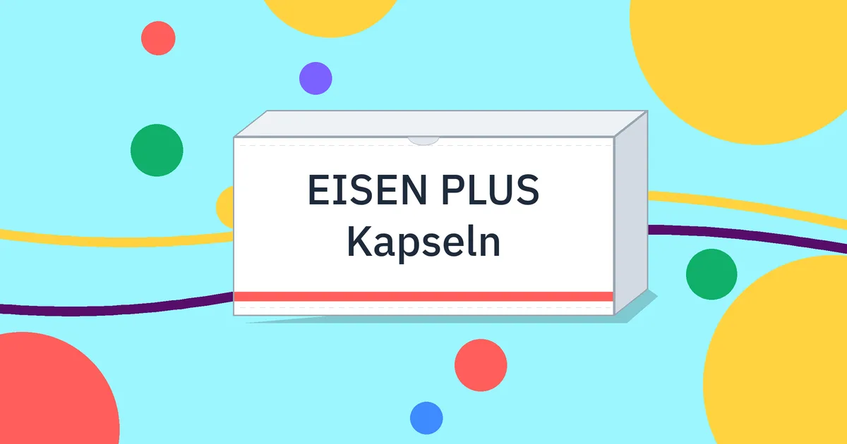Symbolbild: Packung mit der Aufschrift EISEN PLUS Kapseln (PZN 02472097) – Verfügbarkeit und Bezug in Apotheken in Frankfurt am Main