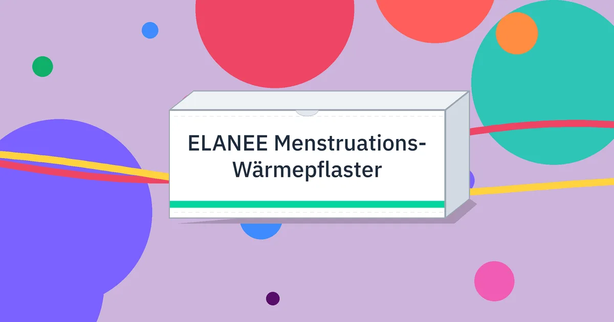 Symbolbild: Packung mit der Aufschrift ELANEE Menstruations-Wärmepflaster (PZN 19105658) – Verfügbarkeit und Bezug in Apotheken in Frankfurt am Main