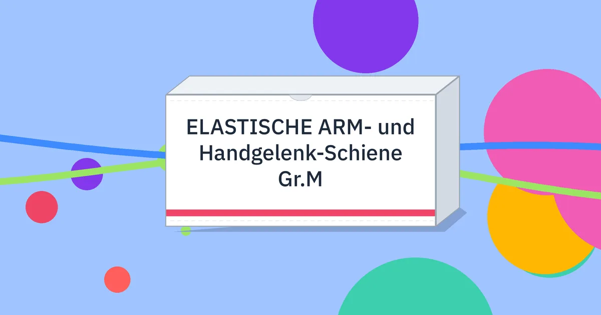 Symbolbild: Packung mit der Aufschrift ELASTISCHE ARM- und Handgelenk-Schiene Gr.M (PZN 06989489) – Verfügbarkeit und Bezug in Apotheken in Frankfurt am Main