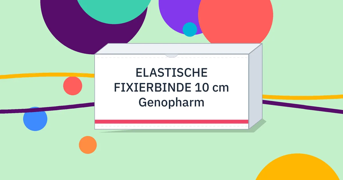 Symbolbild: Packung mit der Aufschrift ELASTISCHE FIXIERBINDE 10 cm Genopharm (PZN 02061974) – Verfügbarkeit und Bezug in Apotheken in Frankfurt am Main