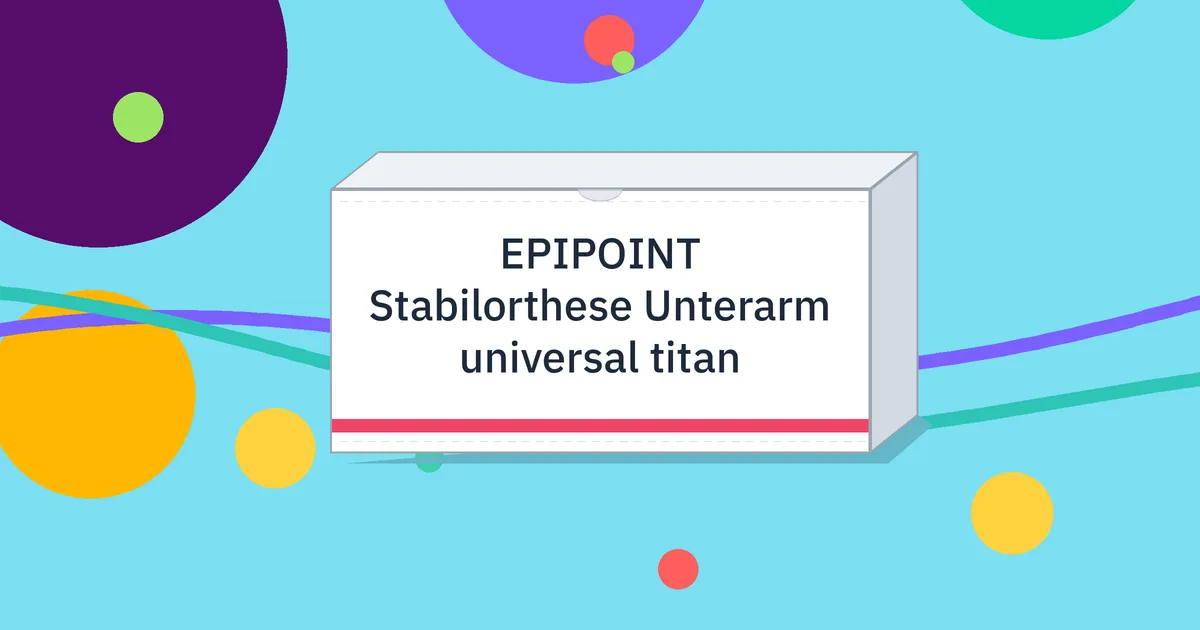 Symbolbild: Packung mit der Aufschrift EPIPOINT Stabilorthese Unterarm universal titan (PZN 14144955) – Verfügbarkeit und Bezug in Apotheken in Frankfurt am Main