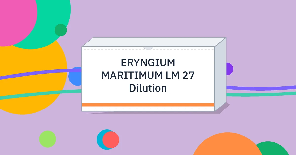 Symbolbild: Packung mit der Aufschrift ERYNGIUM MARITIMUM LM 27 Dilution (PZN 13479205) – Verfügbarkeit und Bezug in Apotheken in Frankfurt am Main