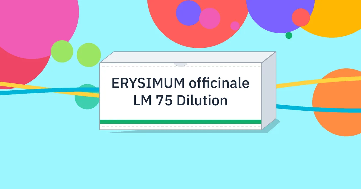 Symbolbild: Packung mit der Aufschrift ERYSIMUM officinale LM 75 Dilution (PZN 13479754) – Verfügbarkeit und Bezug in Apotheken in Frankfurt am Main