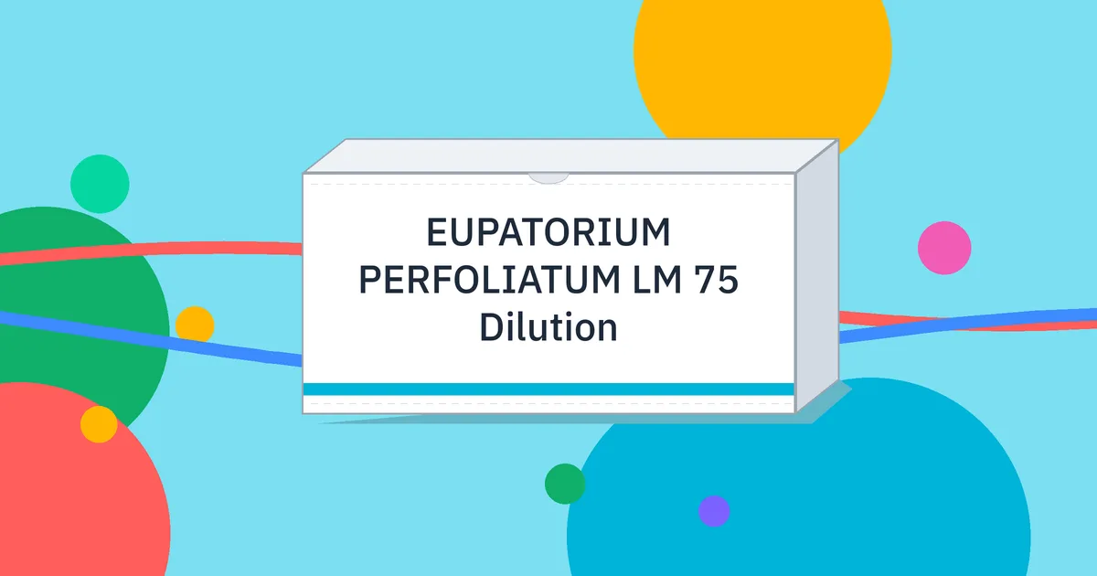 Symbolbild: Packung mit der Aufschrift EUPATORIUM PERFOLIATUM LM 75 Dilution (PZN 12846452) – Verfügbarkeit und Bezug in Apotheken in Frankfurt am Main