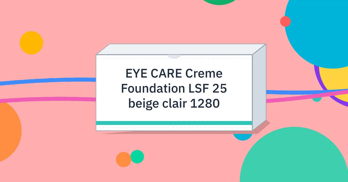 Symbolbild: Packung mit der Aufschrift EYE CARE Creme Foundation LSF 25 beige clair 1280 (PZN 14198951) – Verfügbarkeit und Bezug in Apotheken in Frankfurt am Main