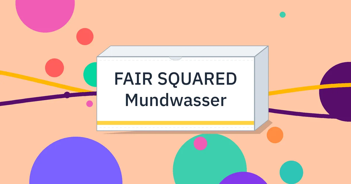 Symbolbild: Packung mit der Aufschrift FAIR SQUARED Mundwasser (PZN 18788230) – Verfügbarkeit und Bezug in Apotheken in Frankfurt am Main