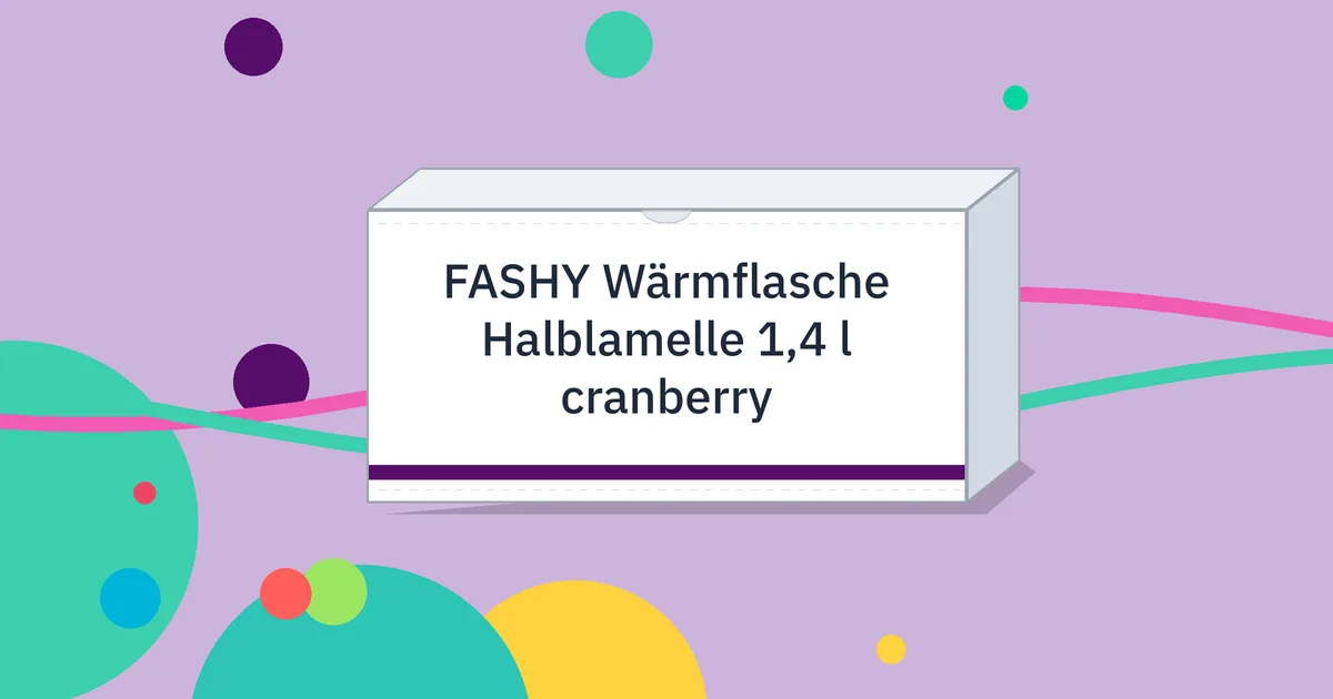 Symbolbild: Packung mit der Aufschrift FASHY Wärmflasche Halblamelle 1,4 l cranberry (PZN 19152505) – Verfügbarkeit und Bezug in Apotheken in Frankfurt am Main