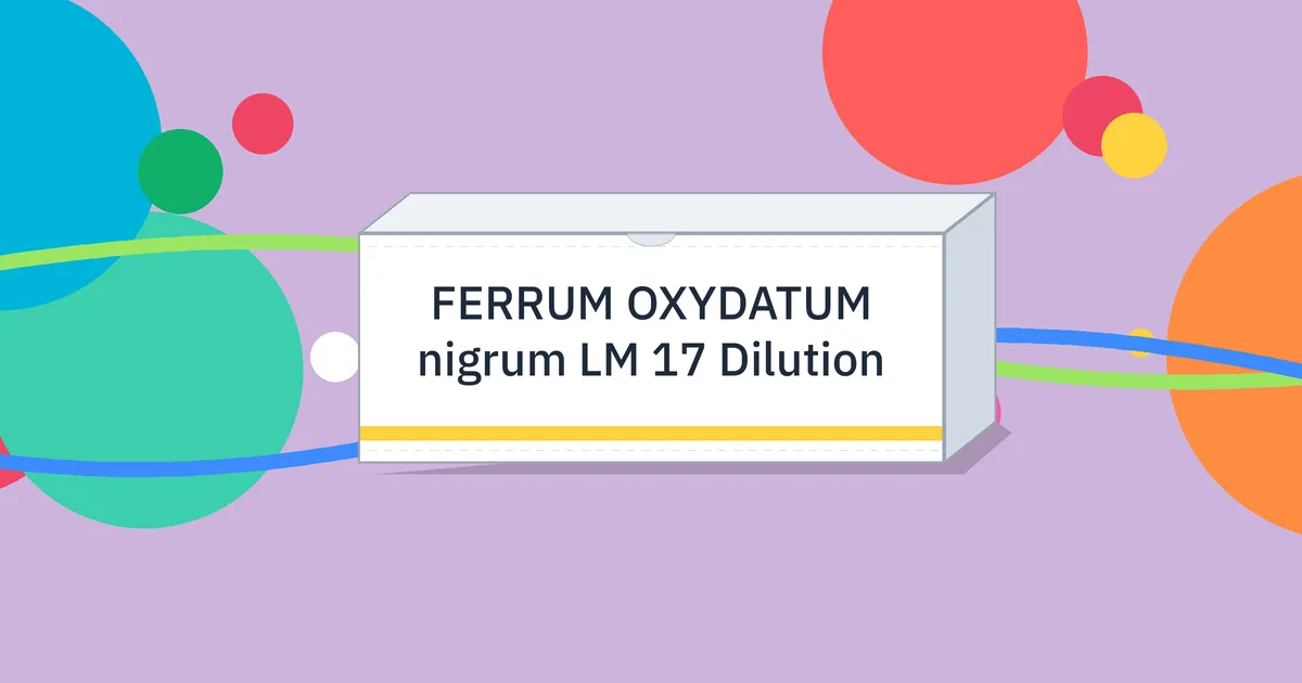 Symbolbild: Packung mit der Aufschrift FERRUM OXYDATUM nigrum LM 17 Dilution (PZN 12851269) – Verfügbarkeit und Bezug in Apotheken in Frankfurt am Main