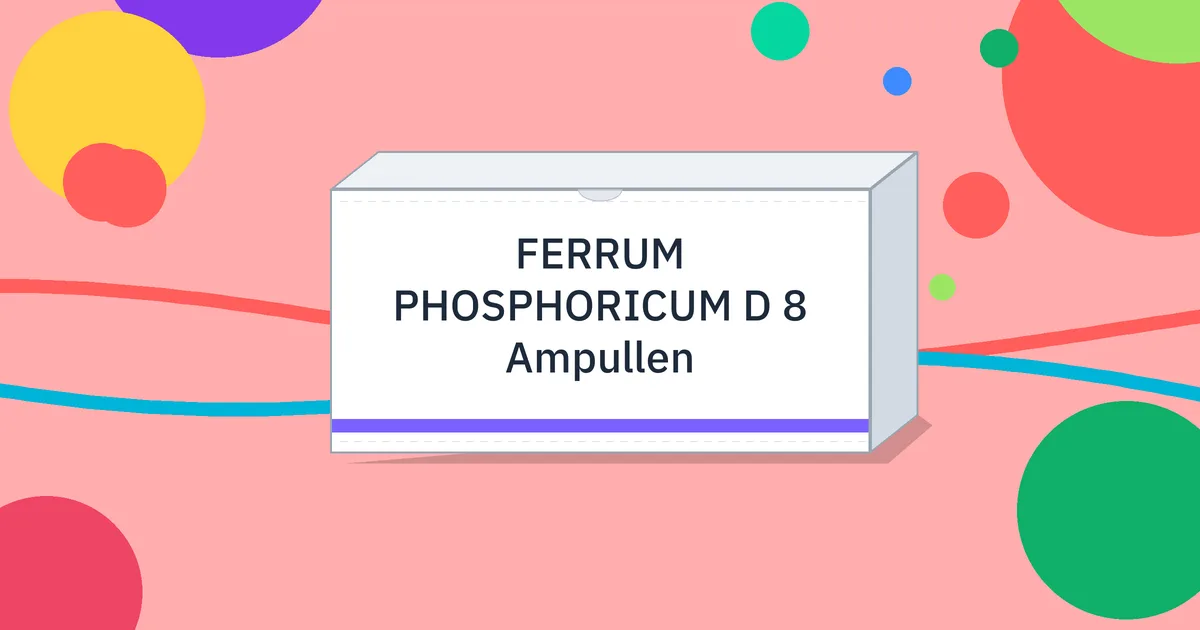 Symbolbild: Packung mit der Aufschrift FERRUM PHOSPHORICUM D 8 Ampullen (PZN 01622198) – Verfügbarkeit und Bezug in Apotheken in Frankfurt am Main