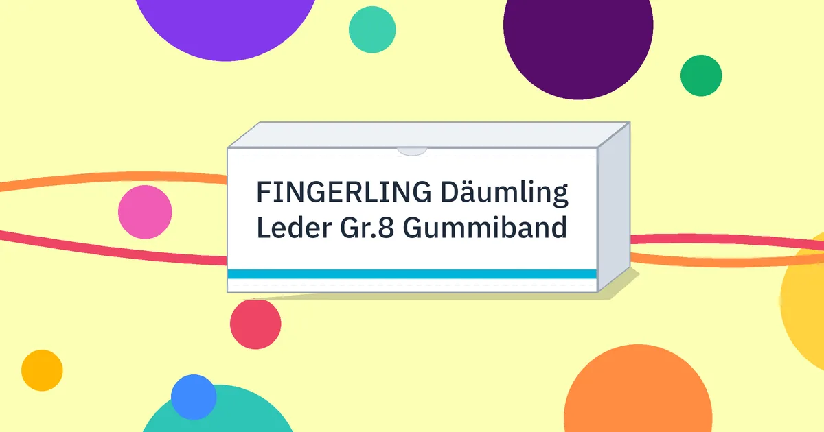 Symbolbild: Packung mit der Aufschrift FINGERLING Däumling Leder Gr.8 Gummiband (PZN 01962391) – Verfügbarkeit und Bezug in Apotheken in Frankfurt am Main