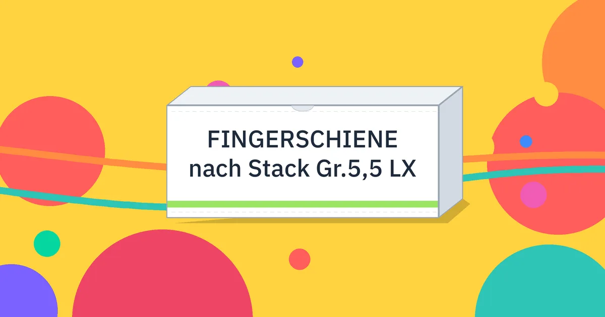 Symbolbild: Packung mit der Aufschrift FINGERSCHIENE nach Stack Gr.5,5 LX (PZN 10197423) – Verfügbarkeit und Bezug in Apotheken in Frankfurt am Main