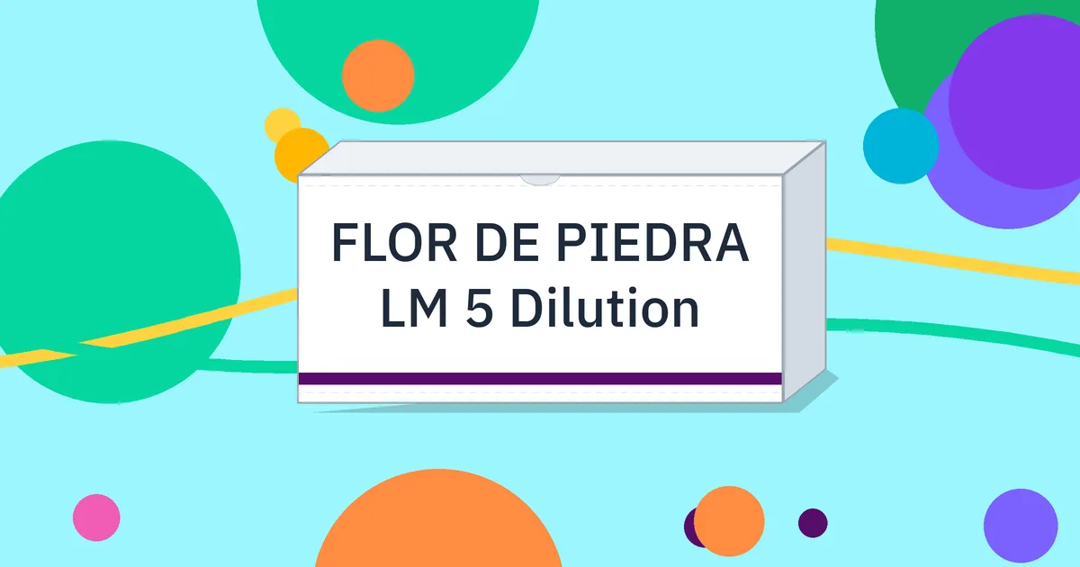 Symbolbild: Packung mit der Aufschrift FLOR DE PIEDRA LM 5 Dilution (PZN 13489178) – Verfügbarkeit und Bezug in Apotheken in Frankfurt am Main