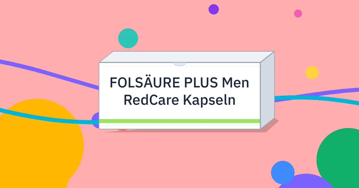 Symbolbild: Packung mit der Aufschrift FOLSÄURE PLUS Men RedCare Kapseln (PZN 17534467) – Verfügbarkeit und Bezug in Apotheken in Frankfurt am Main