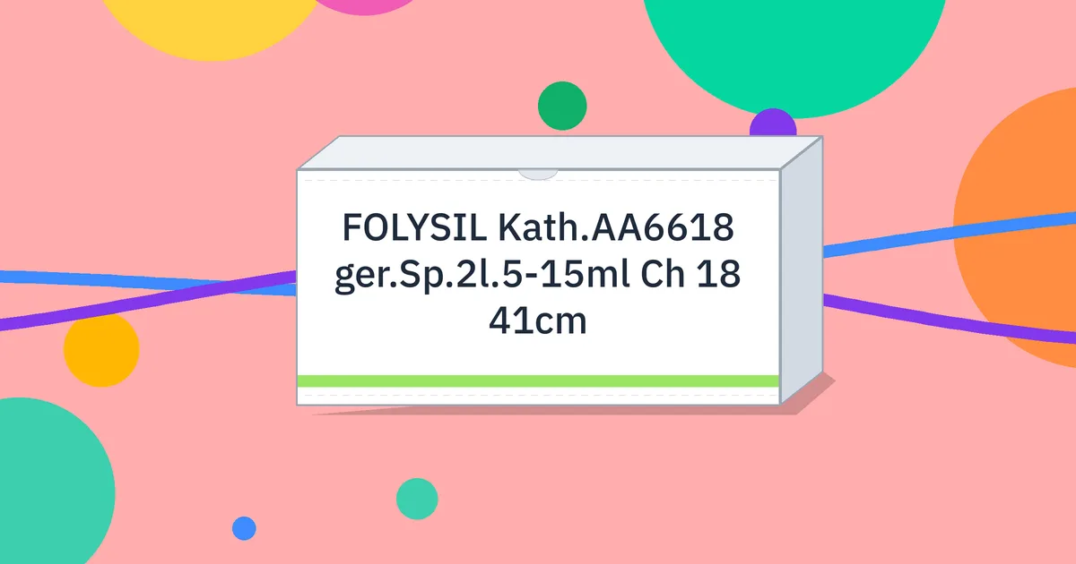 Symbolbild: Packung mit der Aufschrift FOLYSIL Kath.AA6618 ger.Sp.2l.5-15ml Ch 18 41cm (PZN 00151880) – Verfügbarkeit und Bezug in Apotheken in Frankfurt am Main