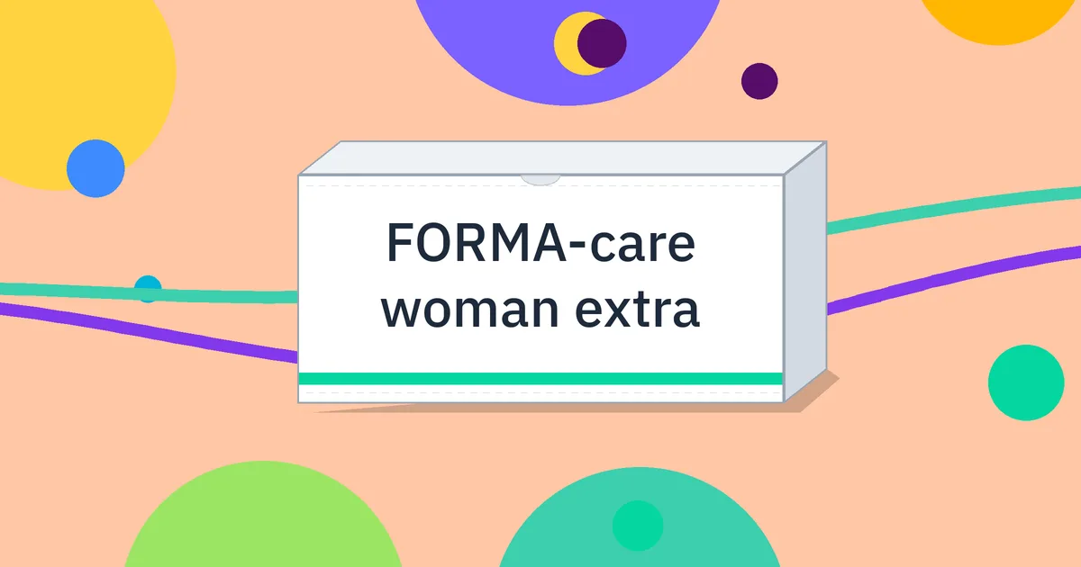 Symbolbild: Packung mit der Aufschrift FORMA-care woman extra (PZN 00809291) – Verfügbarkeit und Bezug in Apotheken in Frankfurt am Main