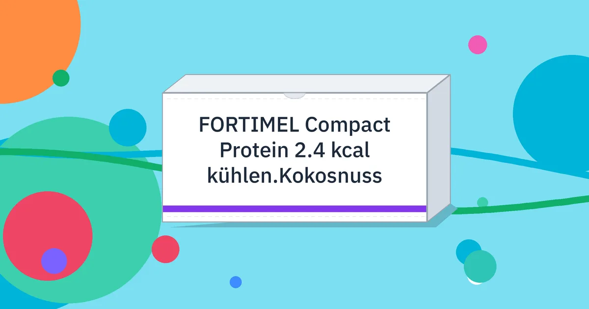 Symbolbild: Packung mit der Aufschrift FORTIMEL Compact Protein 2.4 kcal kühlen.Kokosnuss (PZN 19881598) – Verfügbarkeit und Bezug in Apotheken in Frankfurt am Main