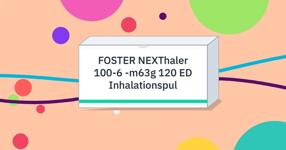 Symbolbild: Packung mit der Aufschrift FOSTER NEXThaler 100-6 -m63g 120 ED Inhalationspul (PZN 18683181) – Verfügbarkeit und Bezug in Apotheken in Frankfurt am Main