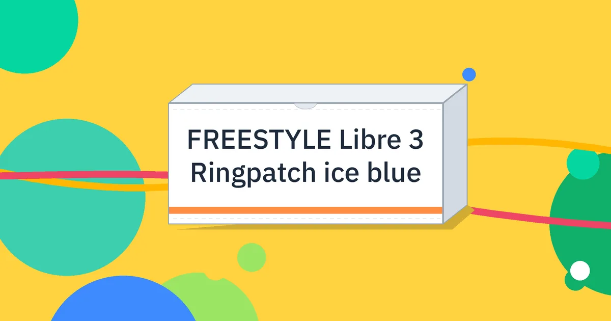 Symbolbild: Packung mit der Aufschrift FREESTYLE Libre 3 Ringpatch ice blue (PZN 19864967) – Verfügbarkeit und Bezug in Apotheken in Frankfurt am Main