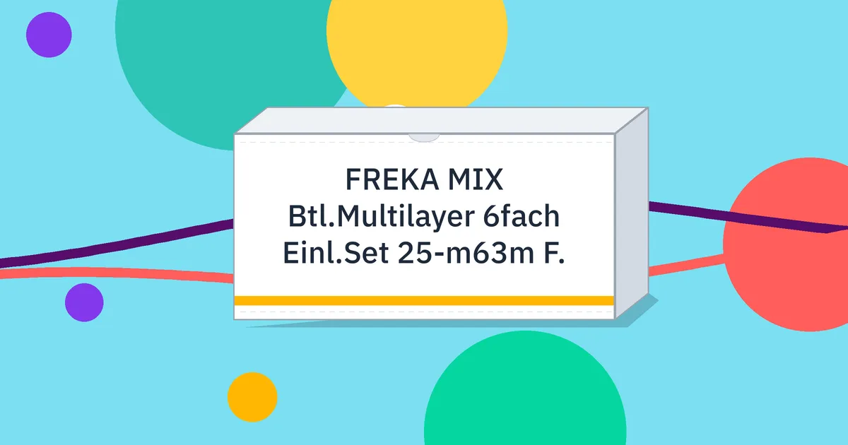 Symbolbild: Packung mit der Aufschrift FREKA MIX Btl.Multilayer 6fach Einl.Set 25-m63m F. (PZN 04313173) – Verfügbarkeit und Bezug in Apotheken in Frankfurt am Main