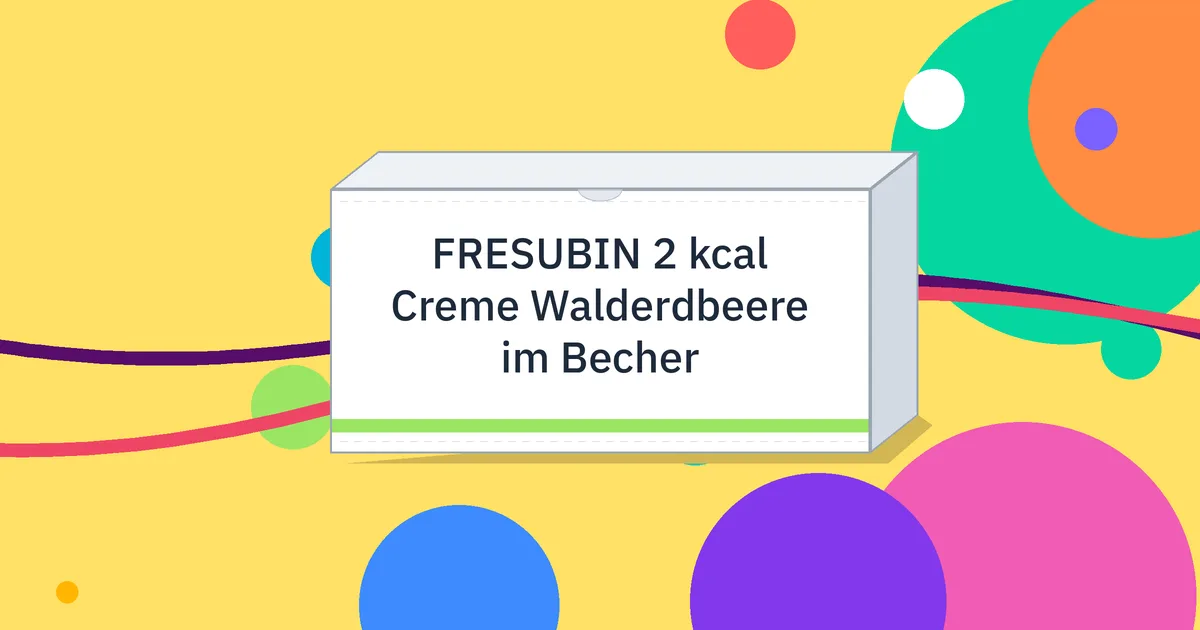 Symbolbild: Packung mit der Aufschrift FRESUBIN 2 kcal Creme Walderdbeere im Becher (PZN 10199043) – Verfügbarkeit und Bezug in Apotheken in Frankfurt am Main