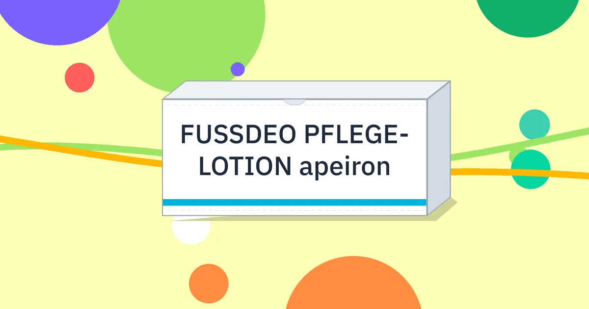 Symbolbild: Packung mit der Aufschrift FUSSDEO PFLEGE-LOTION apeiron (PZN 14376826) – Verfügbarkeit und Bezug in Apotheken in Frankfurt am Main