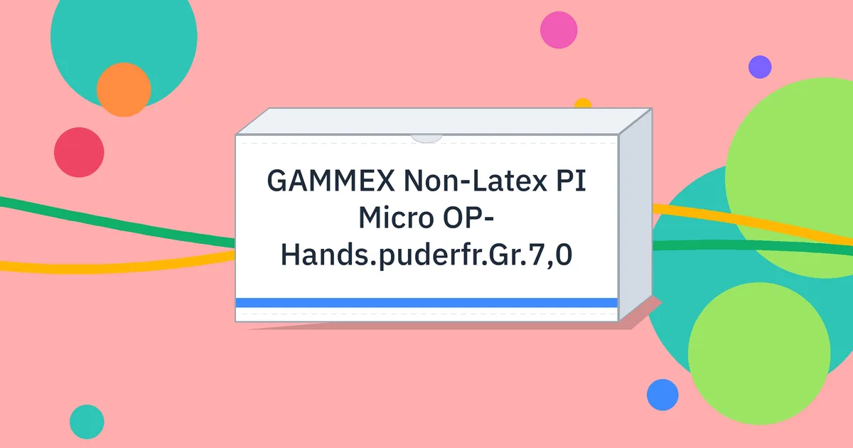 Symbolbild: Packung mit der Aufschrift GAMMEX Non-Latex PI Micro OP-Hands.puderfr.Gr.7,0 (PZN 11614840) – Verfügbarkeit und Bezug in Apotheken in Frankfurt am Main