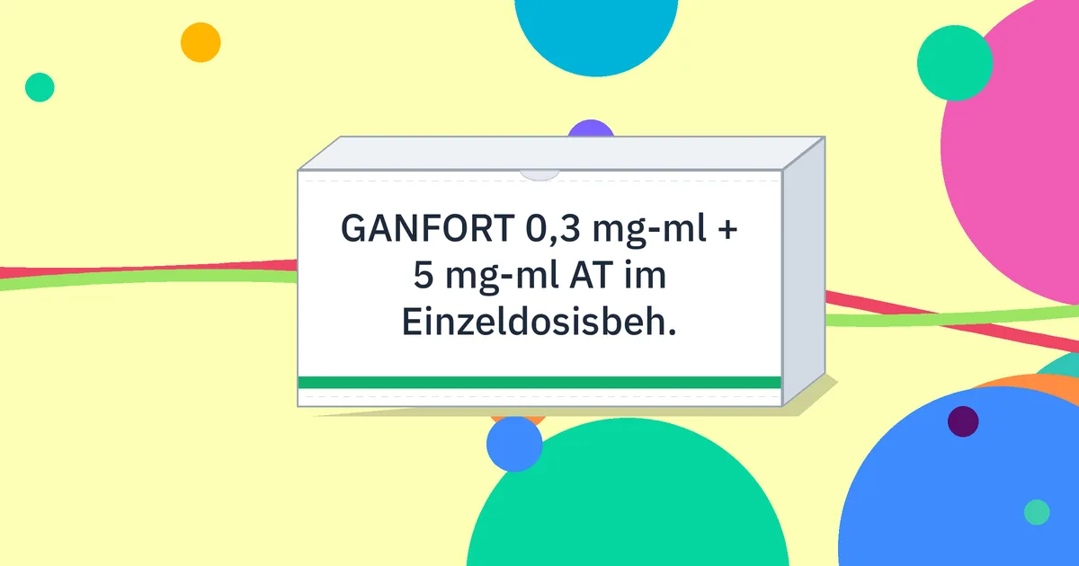 Symbolbild: Packung mit der Aufschrift GANFORT 0,3 mg-ml + 5 mg-ml AT im Einzeldosisbeh. (PZN 16575926) – Verfügbarkeit und Bezug in Apotheken in Frankfurt am Main