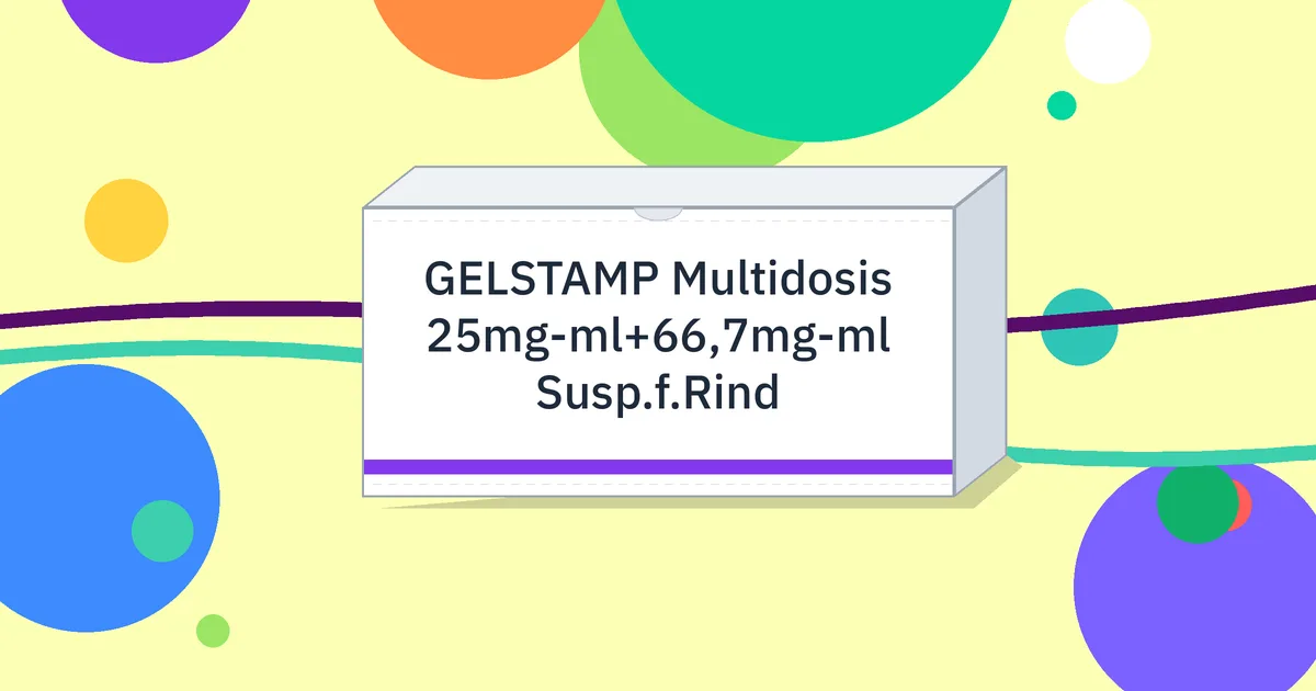 Symbolbild: Packung mit der Aufschrift GELSTAMP Multidosis 25mg-ml+66,7mg-ml Susp.f.Rind (PZN 11283490) – Verfügbarkeit und Bezug in Apotheken in Frankfurt am Main