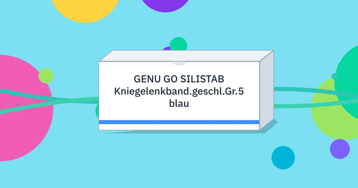 Symbolbild: Packung mit der Aufschrift GENU GO SILISTAB Kniegelenkband.geschl.Gr.5 blau (PZN 19742425) – Verfügbarkeit und Bezug in Apotheken in Frankfurt am Main
