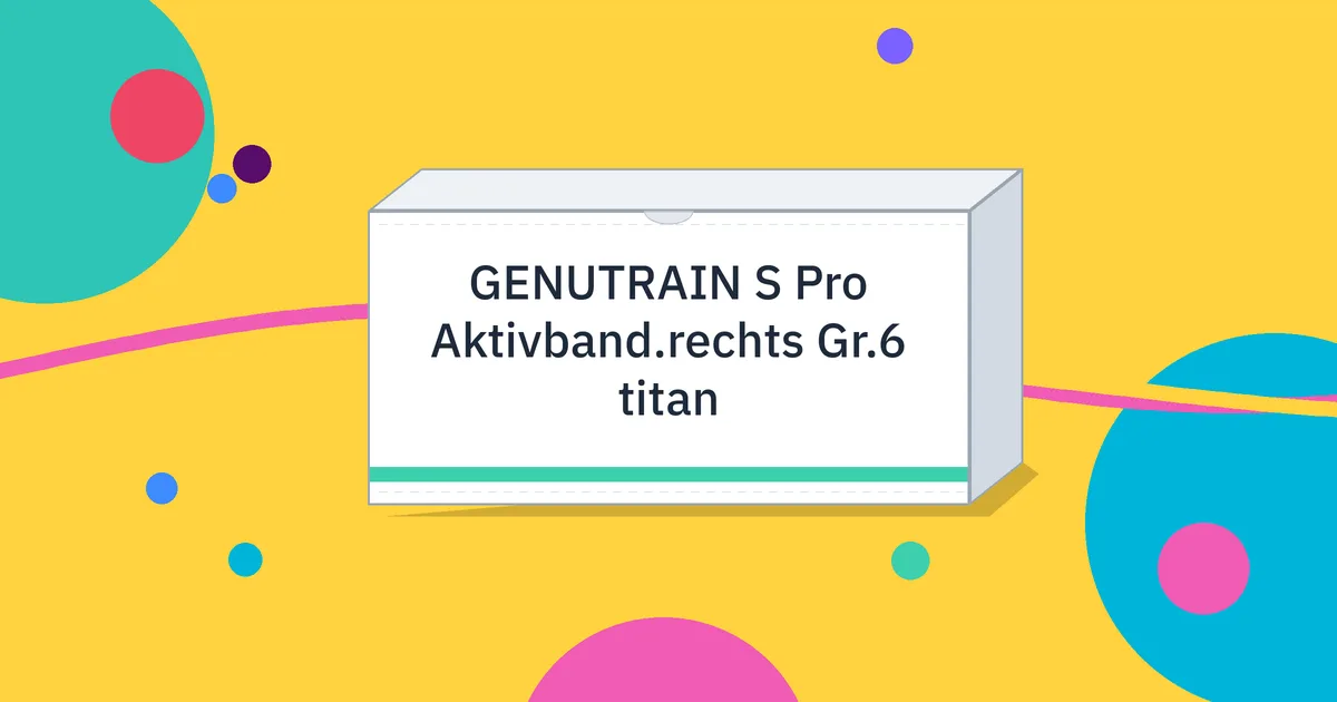 Symbolbild: Packung mit der Aufschrift GENUTRAIN S Pro Aktivband.rechts Gr.6 titan (PZN 09337267) – Verfügbarkeit und Bezug in Apotheken in Frankfurt am Main