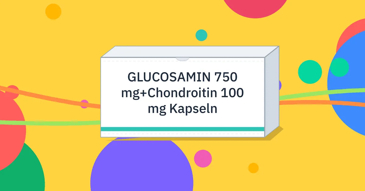 Symbolbild: Packung mit der Aufschrift GLUCOSAMIN 750 mg+Chondroitin 100 mg Kapseln (PZN 02888076) – Verfügbarkeit und Bezug in Apotheken in Frankfurt am Main