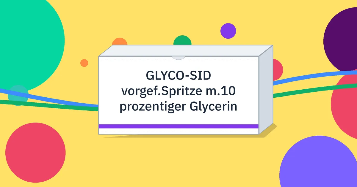 Symbolbild: Packung mit der Aufschrift GLYCO-SID vorgef.Spritze m.10 prozentiger Glycerin (PZN 07151104) – Verfügbarkeit und Bezug in Apotheken in Frankfurt am Main