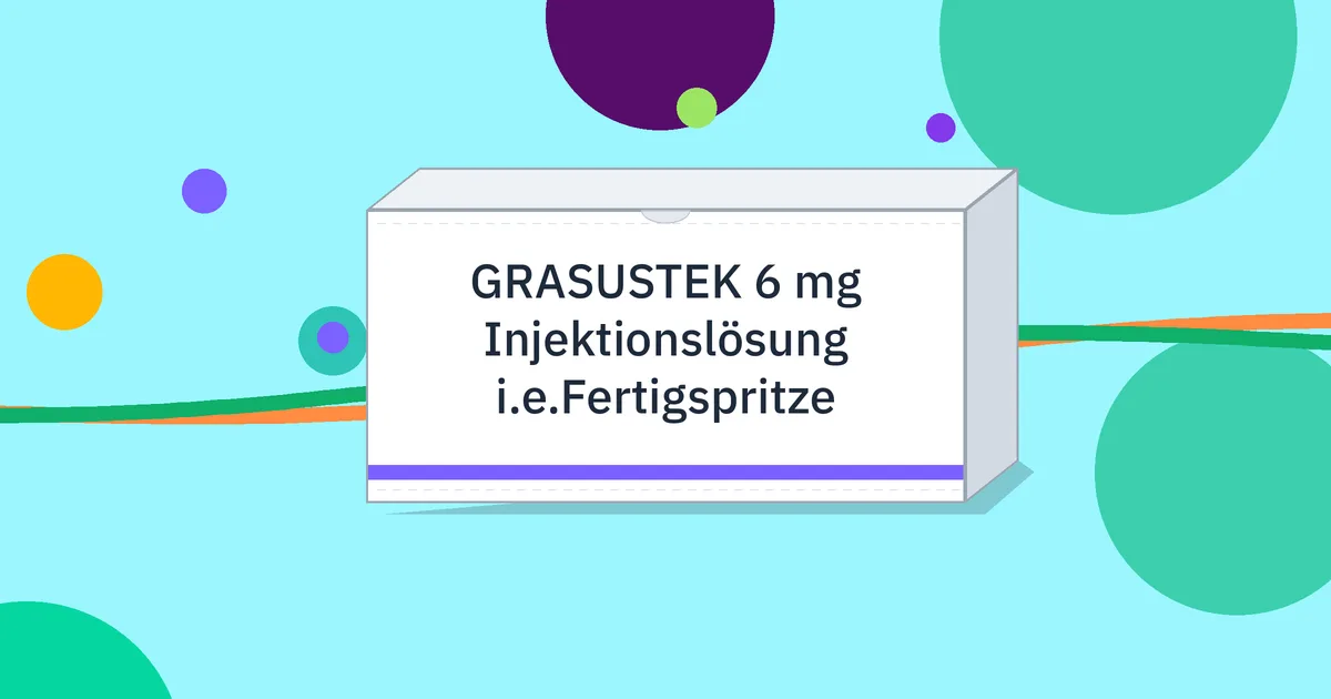 Symbolbild: Packung mit der Aufschrift GRASUSTEK 6 mg Injektionslösung i.e.Fertigspritze (PZN 16762491) – Verfügbarkeit und Bezug in Apotheken in Frankfurt am Main